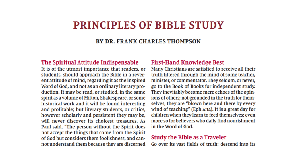 Principles of Bible Study - Marketing Pages